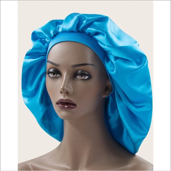 Kathrono | Accessories | Lovely Shiny Bright Blue Satin Hair Bonnet ...